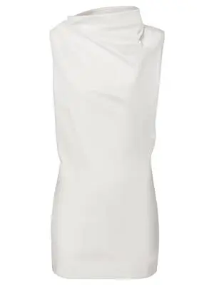 Khaite Astor Draped Cotton Poplin Minidress - White