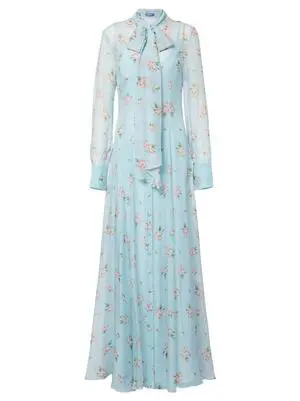 LEO LIN Lilith Floral Chiffon Maxi Dress - Blue
