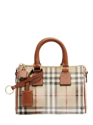 Burberry Check Leather-trimmed Bowling Bag - Beige