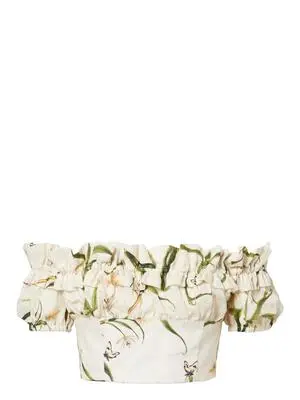 Agua Bendita Printed Linen Crop Top - Multicoloured