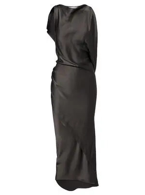 Victoria Beckham Kyra Draped Crêpe Satin Midi Dress - Grey