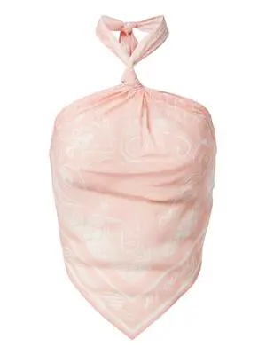 Balmain Printed Halterneck Silk Top - Pink