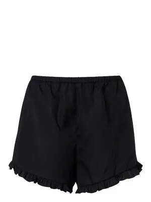 Hunza G Cotton Poplin Frill Shorts - Black