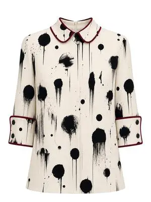 JULIA ALLERT Ivory Polka Dot Blouse With Cuffs – Capsule Edition - White
