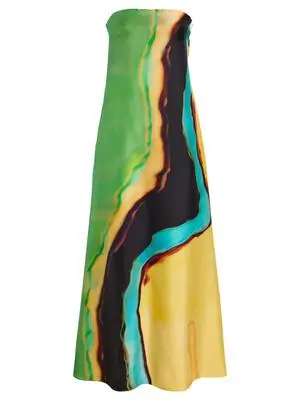 Christopher Esber Aura Strapless Silk Midi Dress - Print