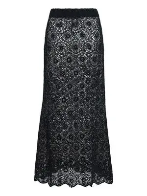 NILI LOTAN Nika Crochet Cotton Maxi Skirt - Black