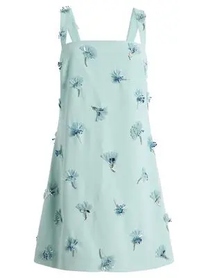 Simkhai Ella Embellished Crepe Mini Dress - Blue