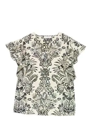 Ulla Johnson Severine" Floral Print Ruffled Top - Neutrals