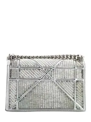 Dior Diorama Flap Bag Beaded Leather Small Shoulder Bag - Silver