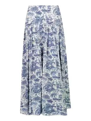 Staud Procida Gathered Skirt - Blue
