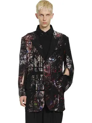 Yohji Yamamoto Stained Glass Printed Message Blazer - Black