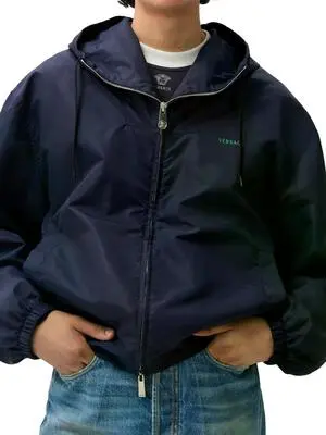 Versace Embroidered Nylon Windbreaker - Blue