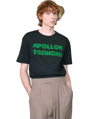 Valentino Garavani Black And T-shirt With Apollon/dyonisos Print - Green
