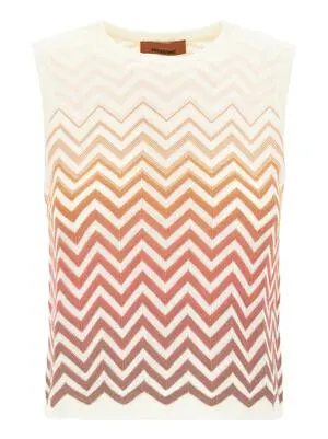 Missoni Sleeveless Knit Top With Chevron Print - Multicolor