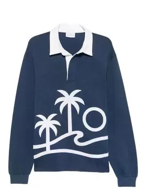 BLUE SKY INN Palm-embroidered Polo Shirt - Blue
