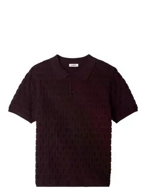 Sandro Jacquard-knit Bouclé Polo Shirt - Brown