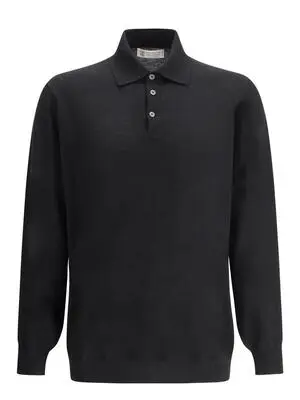 Brunello Cucinelli Virgin Wool Polo Sweater - Black