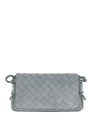 Bottega Veneta Bottega Veneta Notturno Suede Intrecciato Clutch Light Blue