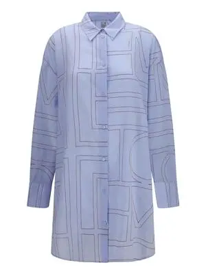 TOTEME Monogram Print Shirt Dress - Light Blue