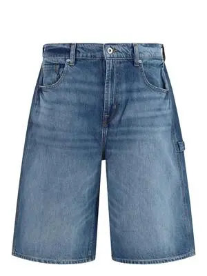 7FOR Wide-leg Denim Shorts - Blue