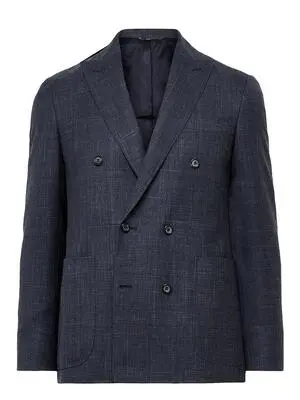 Canali Slimfit Doublebreasted Cupro Suit Jacket - Navy