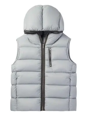 Rick Owens Quilted Shell Hooded Down Vest - Sky Blue