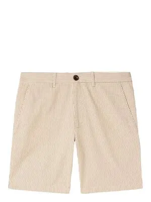 Mr P. Slim-fit Striped Cotton Bermuda Shorts - Neutral