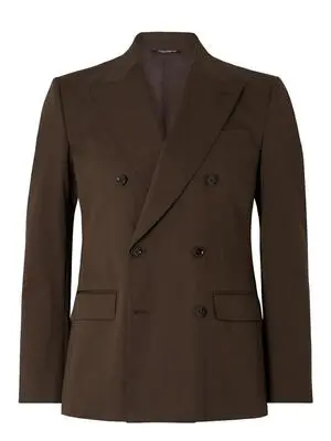 Dolce & Gabbana Sicilia Doublebreasted Cottonblend Gabardine Blazer - Chocolate