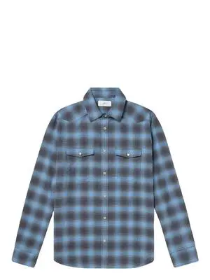 Mr P. Checked Cottonflannel Shirt - Storm Blue