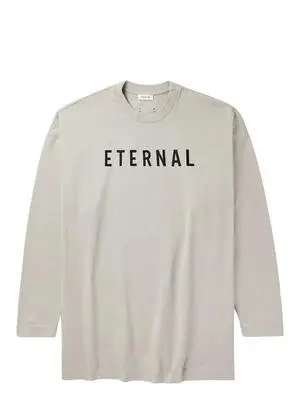 Fear Of God Eternal Oversized Logoflocked Cottonjersey Tshirt - Stone