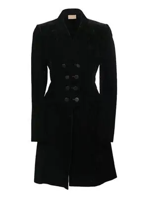 Alaïa Double-breasted Glitter Coat - Black