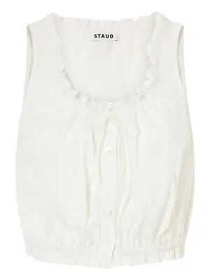 Staud Sicilia Cropped Cotton Tank Top - Neutrals