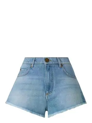 Pinko Frayed-edge Denim Shorts - Blue