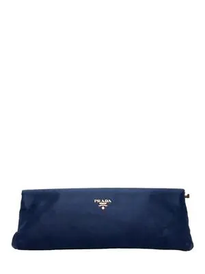 Prada Satin East West Frame Clutch Bag - Blue