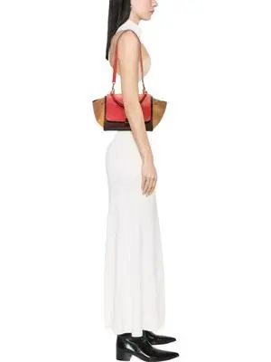 Celine Tricolor Leather Trapeze Satchel - Red