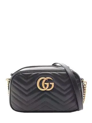 Gucci Small Gg Marmont Matelassé Calfskin Crossbody Bag - Black