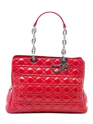 Dior Large Patent Cannage Lady Soft Shopping Tote Bag - Red