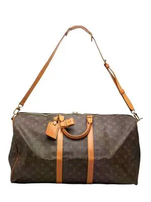 LOUIS VUITTON Monogram Keepall Bandouliere 55 Travel Bag - Brown