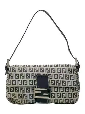 Fendi Zucchino Canvas Baguette Shoulder Bag - Grey
