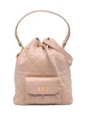 Dior Lambskin Macrocannage Caro Bucket Bag Satchel - Brown