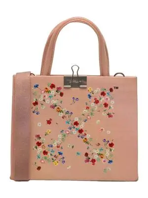 Off-White Calfskin Box Flower Arrow Satchel - Brown