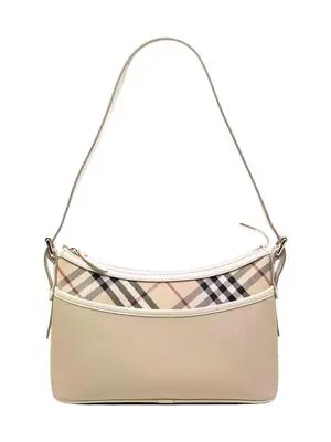 Burberry Nova Check Trimmed Canvas Shoulder Bag - Neutrals