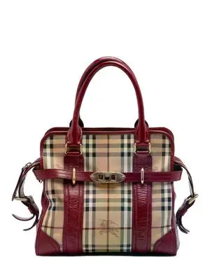Burberry Haymarket Check Coated Canvas Minford Portrait Satchel - Neutrals