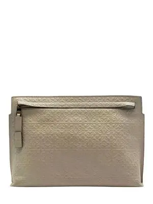Loewe Embossed Anagram Leather Clutch Bag - Neutrals