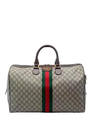 Gucci Ophidia Gg Supreme Web Carry-on Duffle Bag - Neutrals