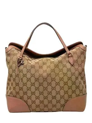 Gucci Gg Canvas Bree Fold Over Tote Satchel - Neutrals