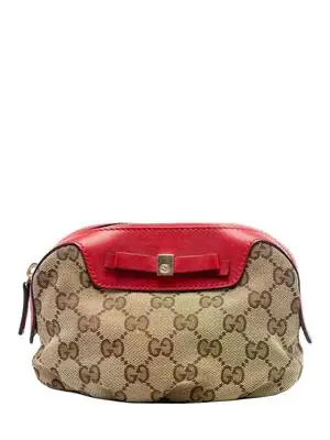 Gucci Gg Canvas Multi Ribbon Pouch Clutch Bag - Neutrals