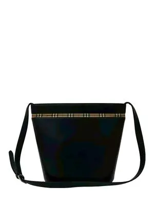 Burberry House Check Trimmed Leather Crossbody Bag - Black