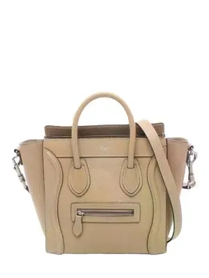 Celine Leather Luggage Tote Satchel - Neutrals