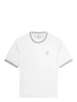 Brunello Cucinelli Logo-appliquéd Cotton-jersey Tennis Shirt - White